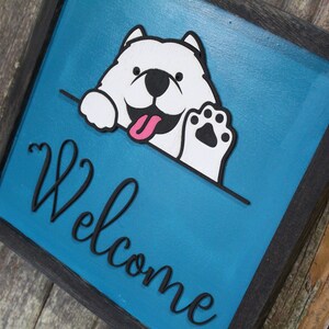 American Eskimo Welcome Sign Samoyed Dog Raised 3D Wood Black | Etsy