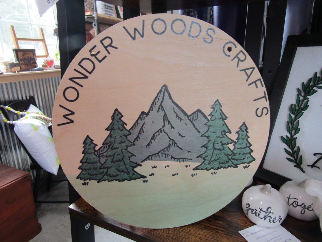 Small Business Crafts Crafter Outdoors Logo Round Hanging Sign Booth ...