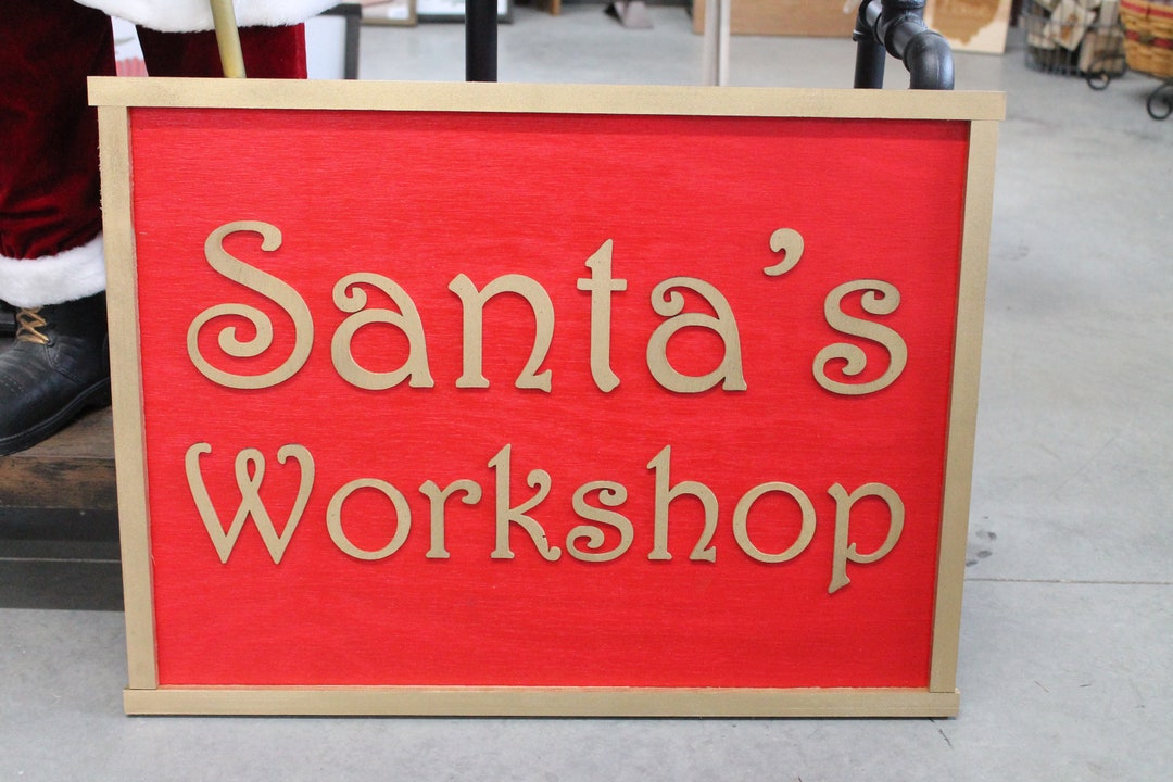Santas Workshop Rectangle Raised Wooden 3D Sign Christmas Sign Seasonal ...