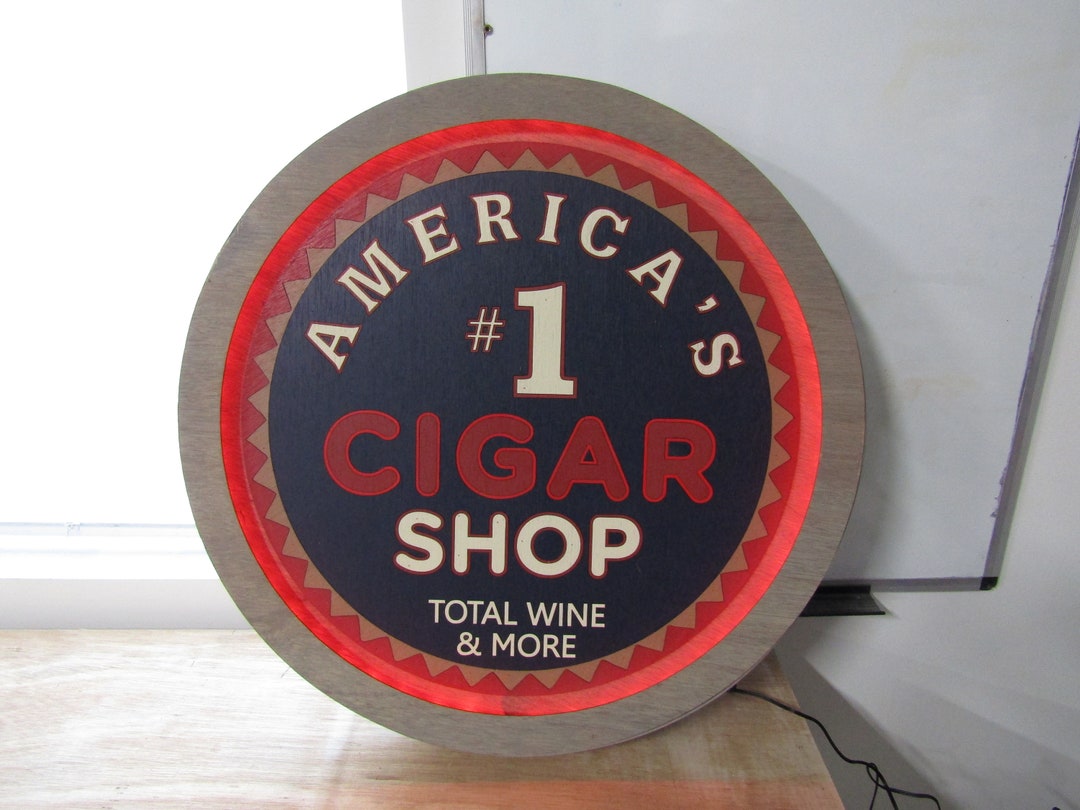 Custom Wood Cigar Shop #1 America Red White and Blue Wine LED Light ...