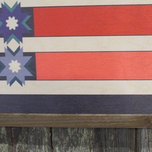 Patriotic Barn Quilt Wood Sign Red White Blue Stripe Stars Country ...