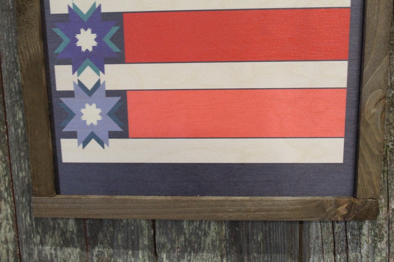 Patriotic Barn Quilt Wood Sign Red White Blue Stripe Stars - Etsy