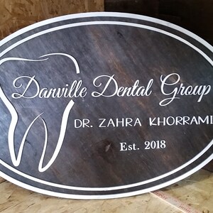 Large Custom Oval Dental Care Sign Wooden Dentist Office Commerical ...
