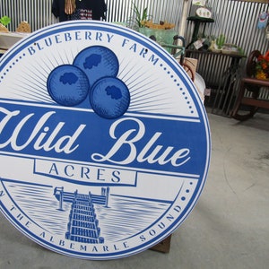 Small Business Sign Logo Blueberry Farm UPICK Acres Commerical Signage ...