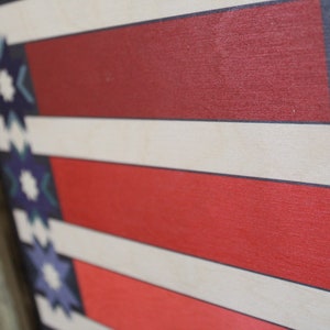 Patriotic Barn Quilt Wood Sign Red White Blue Stripe Stars Country ...