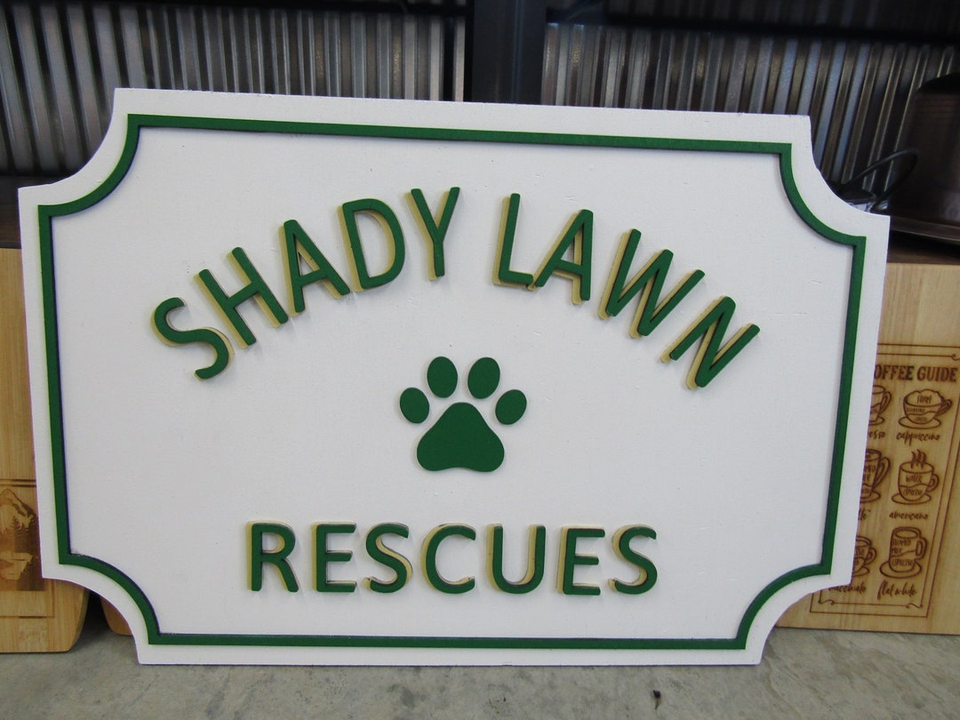 Custom Wooden Sign Animal Rescue Entrance Commerical Signage Paw Print ...