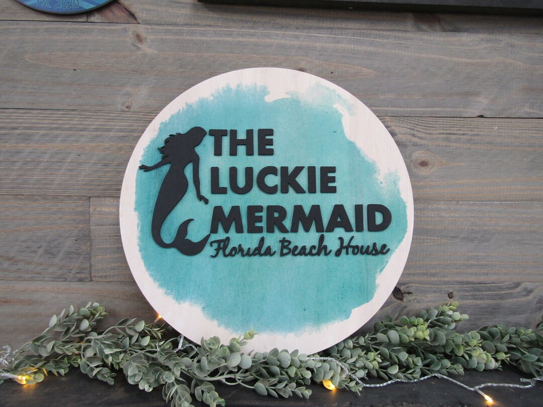 Custom Sign Round Business Commerical Signage Mermaid Mint Made to ...