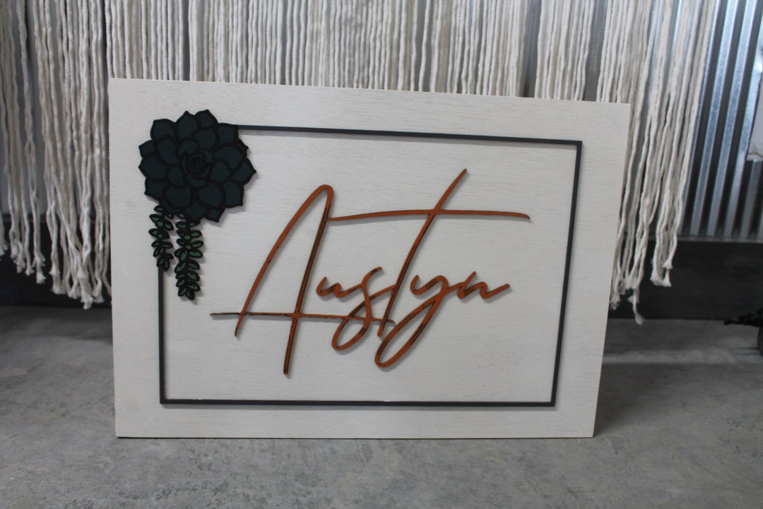 Custom Baby Name Wedding Last Name Succulent Color Raised 3D Elevated ...