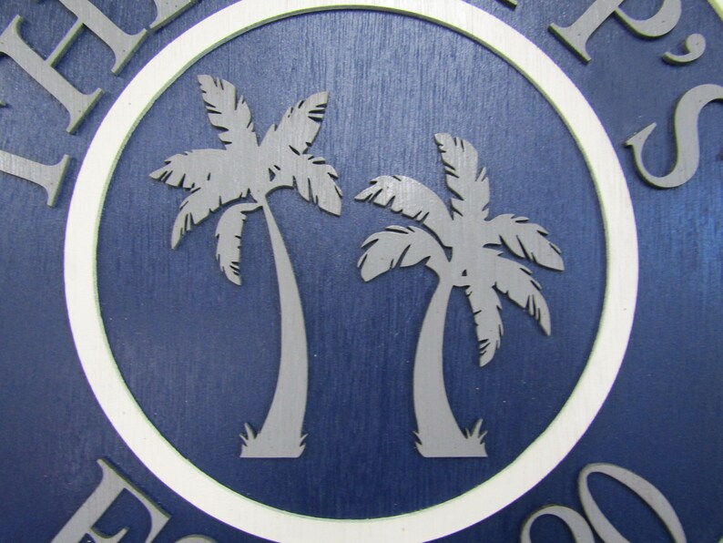 Beach House Theme Custom Made Sign Palm Trees Established - Etsy