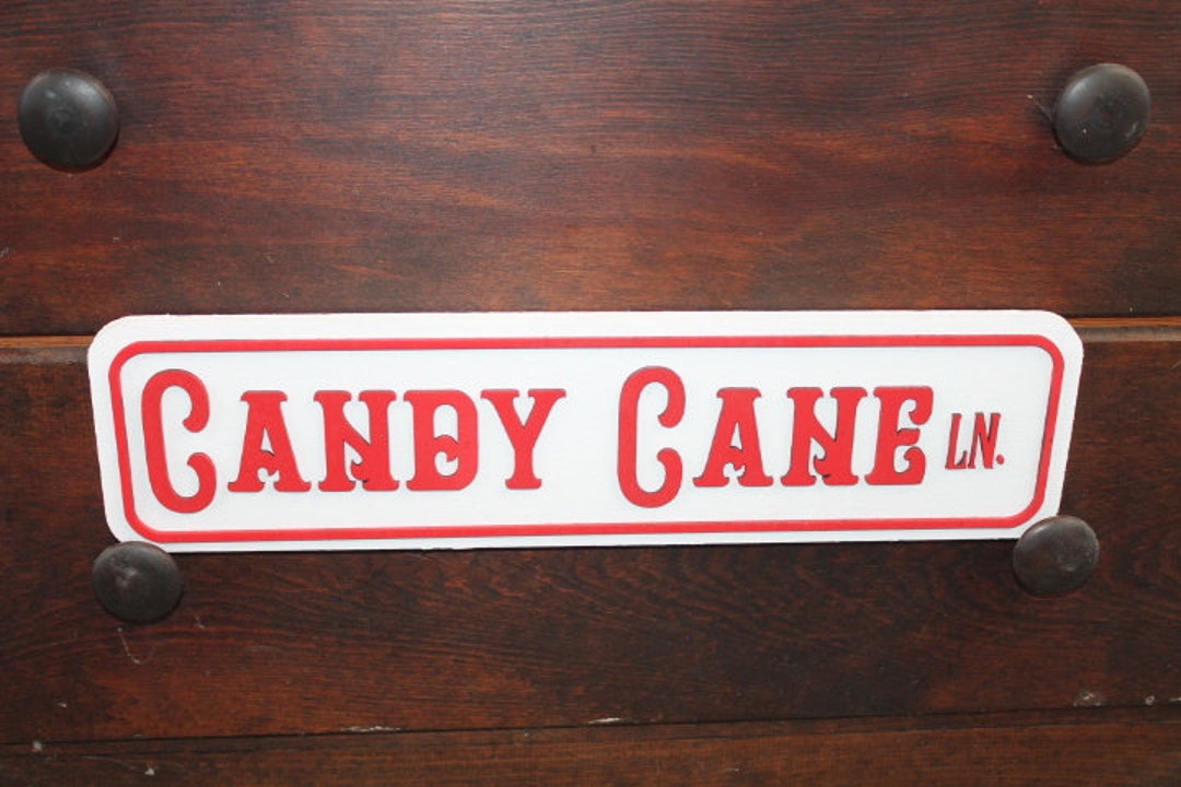 Candy Cane Lane Street Sign Directional Christmas Winter Santa Wooden ...