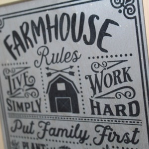 Farmhouse Rules List Wood Sign Farmer Farm Barn Plant Harvest Cow Wall ...