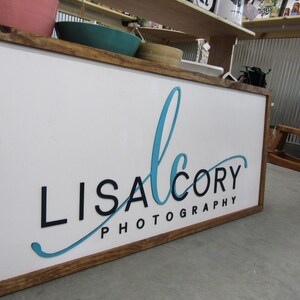 Custom Wooden Sign Initials Cursive Name Photography Studio ...