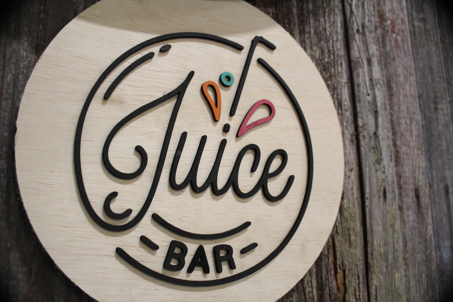 Round Juice Bar Sign Juice Stand 3D Text Large Contemporary - Etsy