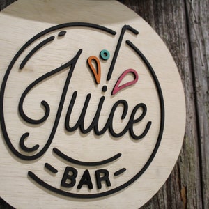 Round Juice Bar Sign Juice Stand 3D Text Large Contemporary Business ...