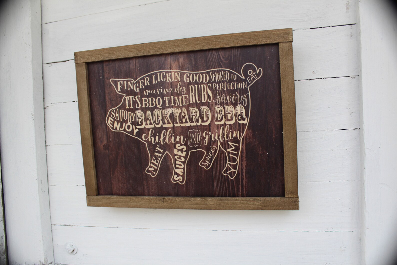 Pig BBQ Meat Wood Sign Piggy Backyard BBQ Rub Yum Sauce - Etsy