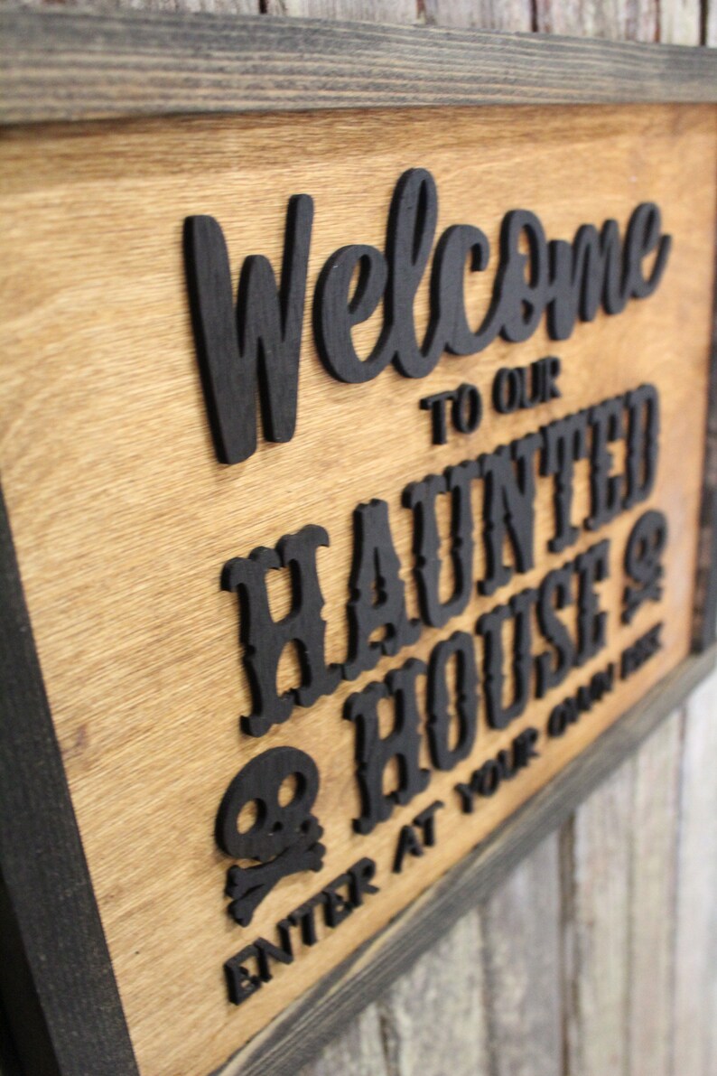 Welcome to Our Haunted House Sign Skull Crossbones Enter at - Etsy