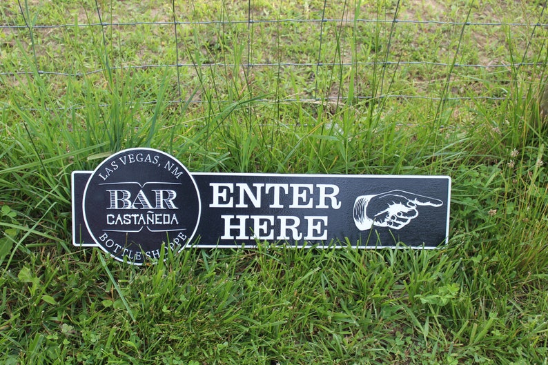 Custom Signage Logo Vintage Bar Sign Bottle Shop Enter Here - Etsy
