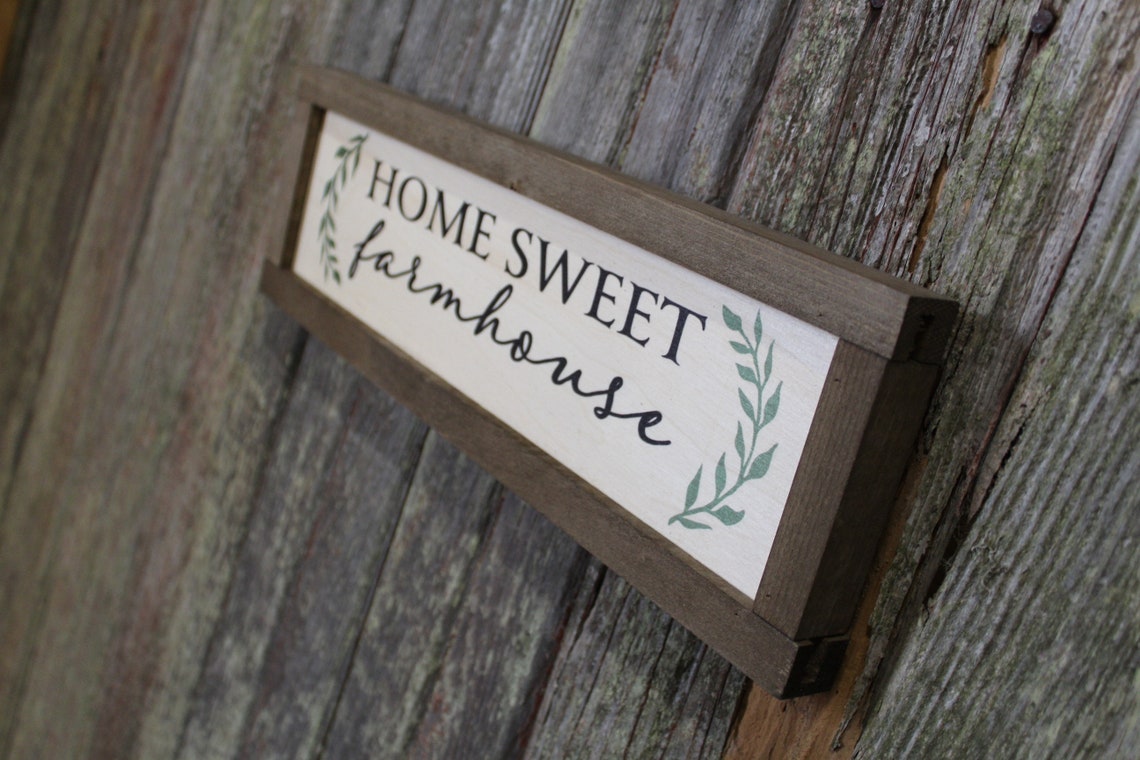 Home Sweet Farmhouse Sign Wood Printed Country Rustic | Etsy