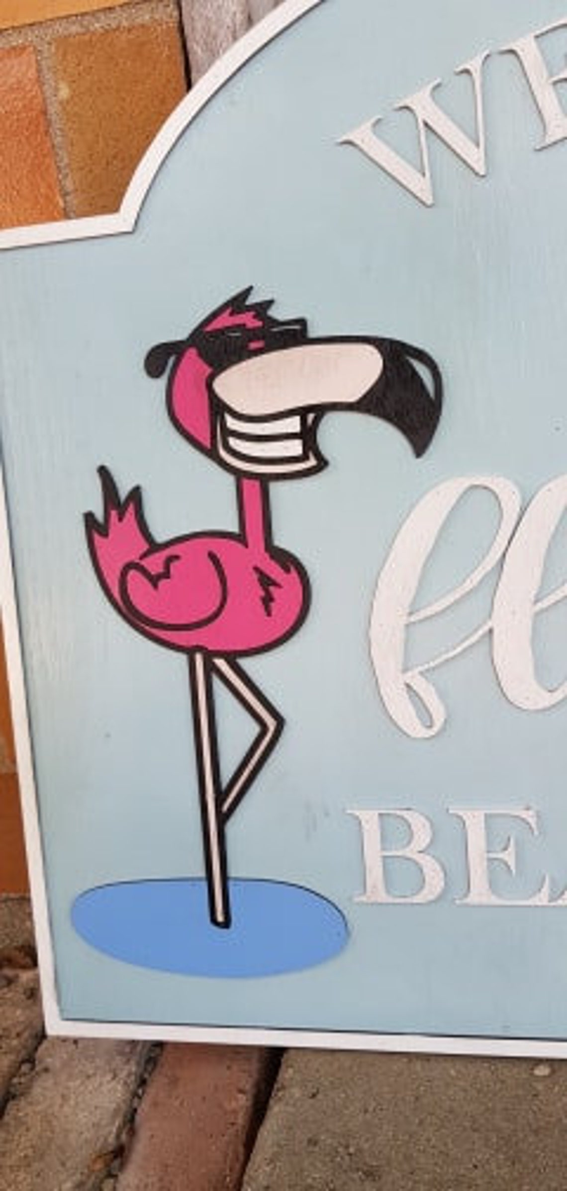 Beach House Sign Flamingo Entrance Sign Large Custom Sign Address Sign ...