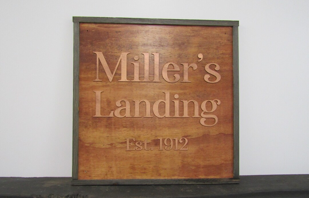 Large Custom Ranch Signage Brown Copper Company Name Landing Square ...