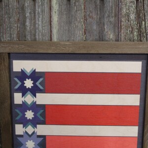 Patriotic Barn Quilt Wood Sign Red White Blue Stripe Stars Country ...
