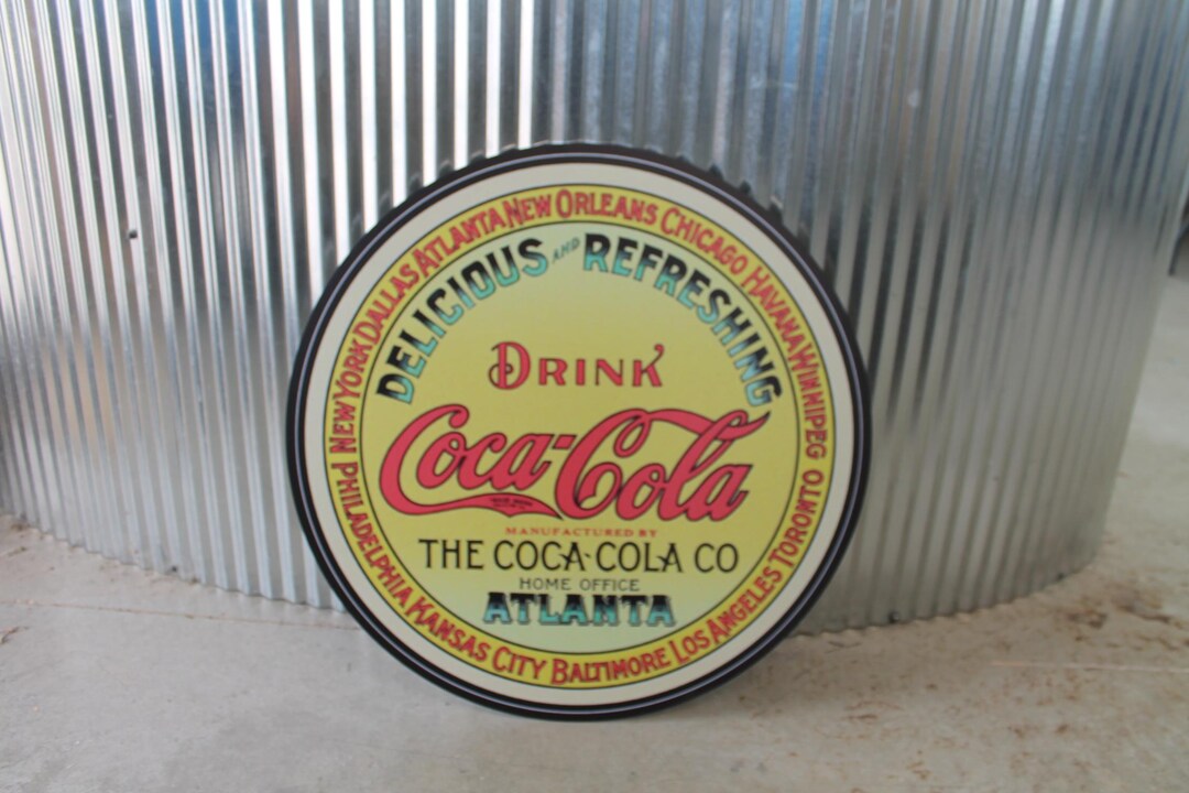Vintage Coca Cola Weatherproof PVC Sign: Retro Soda Fountain Decor Man ...