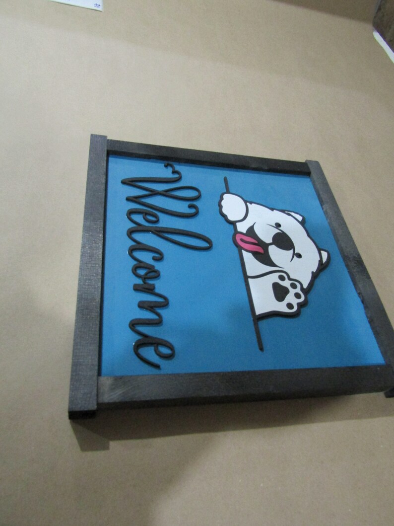 American Eskimo Welcome Sign Samoyed Dog Raised 3D Wood Black - Etsy