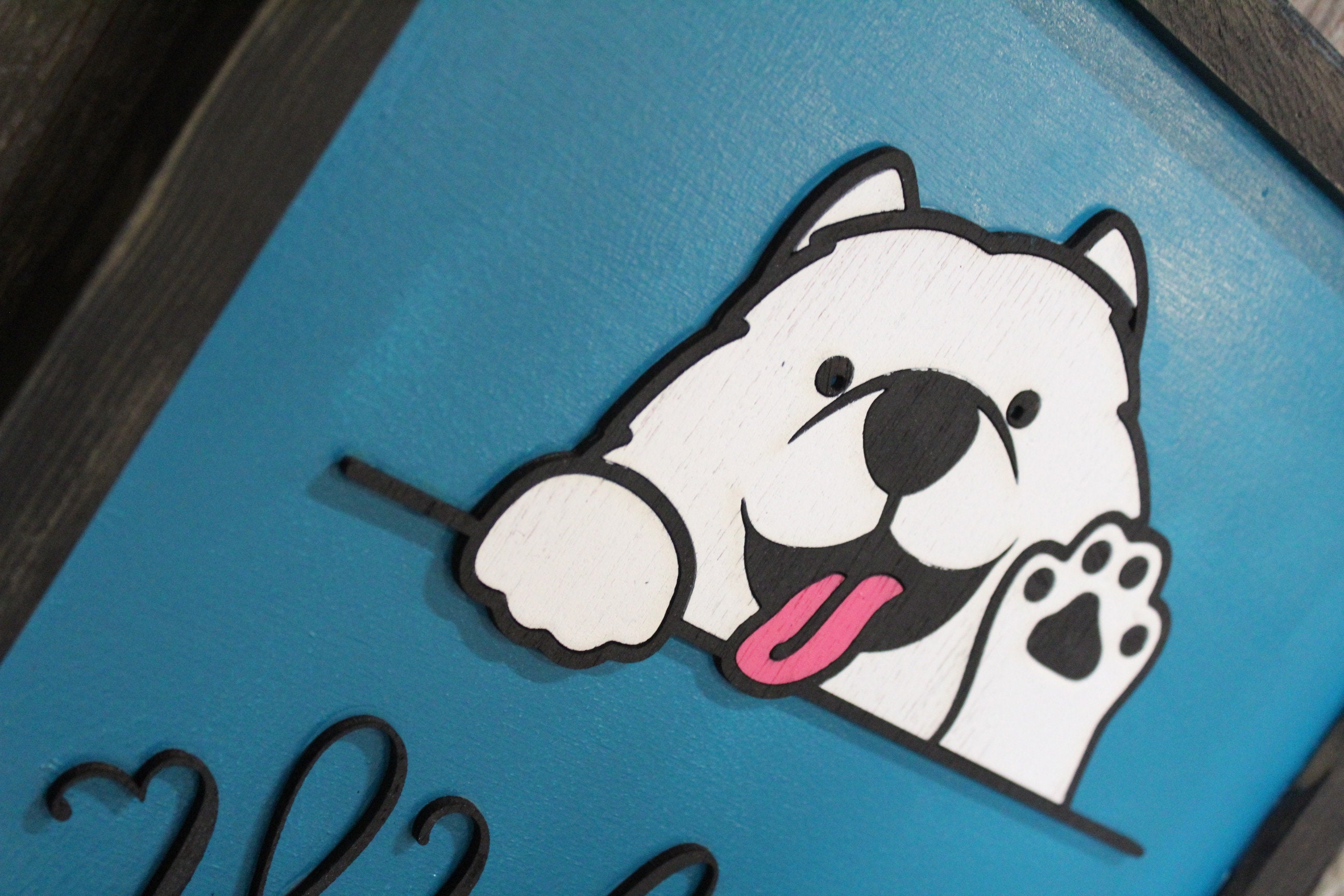 American Eskimo Welcome Sign Samoyed Dog Raised 3D Wood Black | Etsy