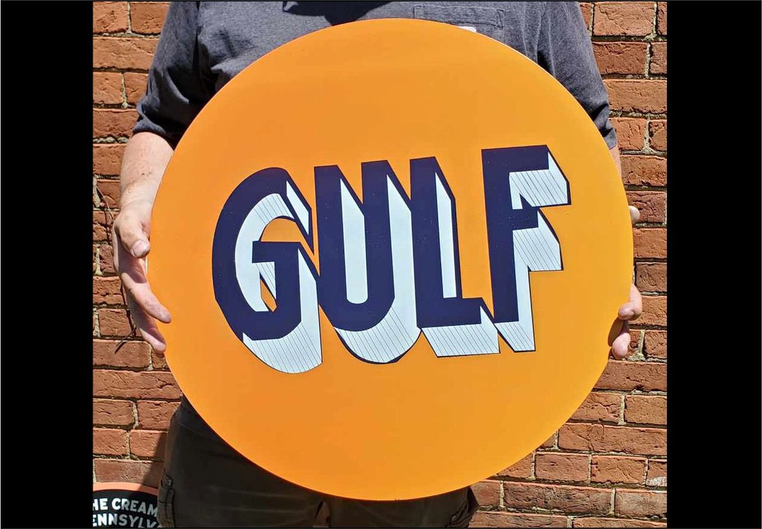 Gulf Gas Station Sign: Reproduction Garage Decor, 24" Aluminum - Etsy