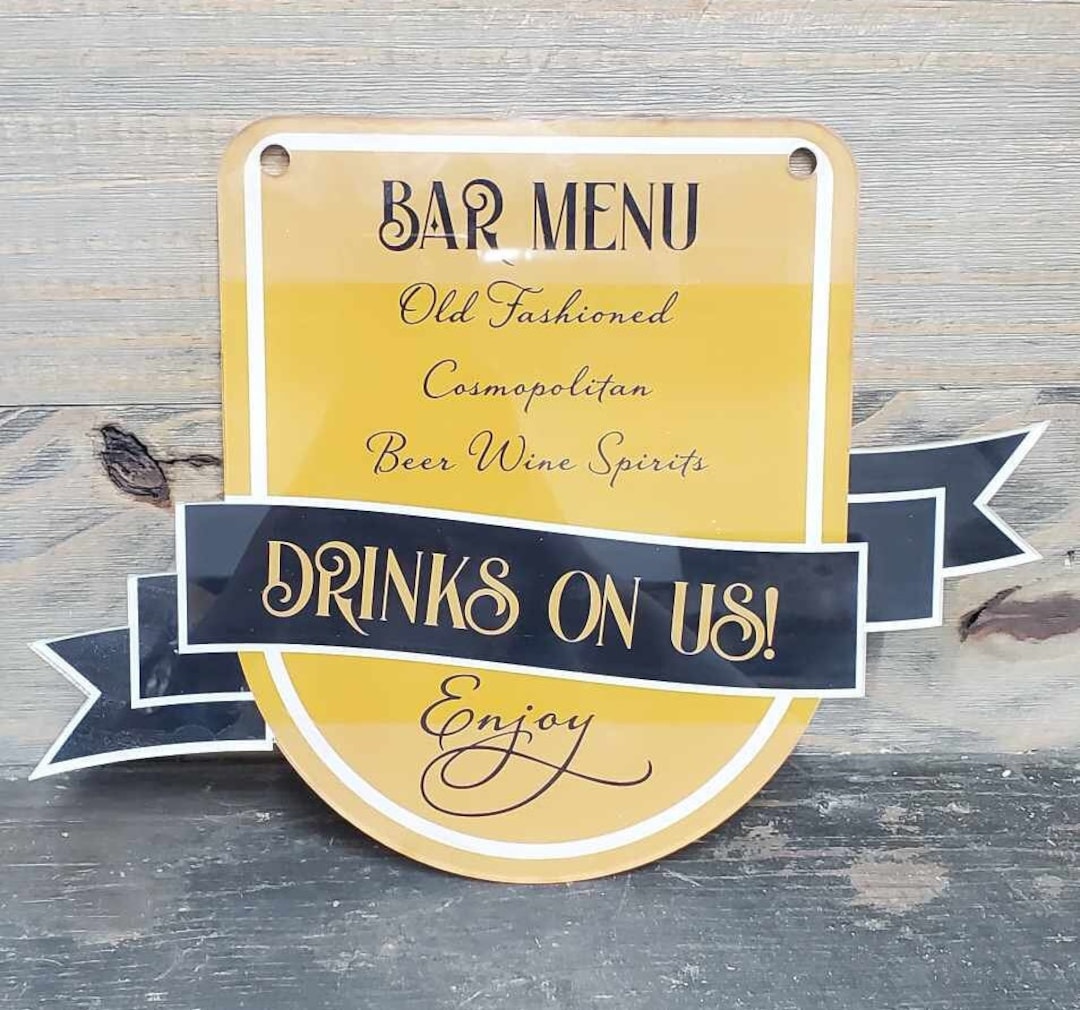 Custom Arched Acrylic Wedding Bar Menu Shape Banner Sign Personalize ...
