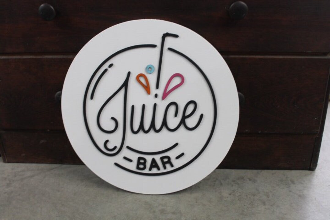 3D Wooden Juice Bar Sign: Smoothie Stand Wall Decor - Etsy
