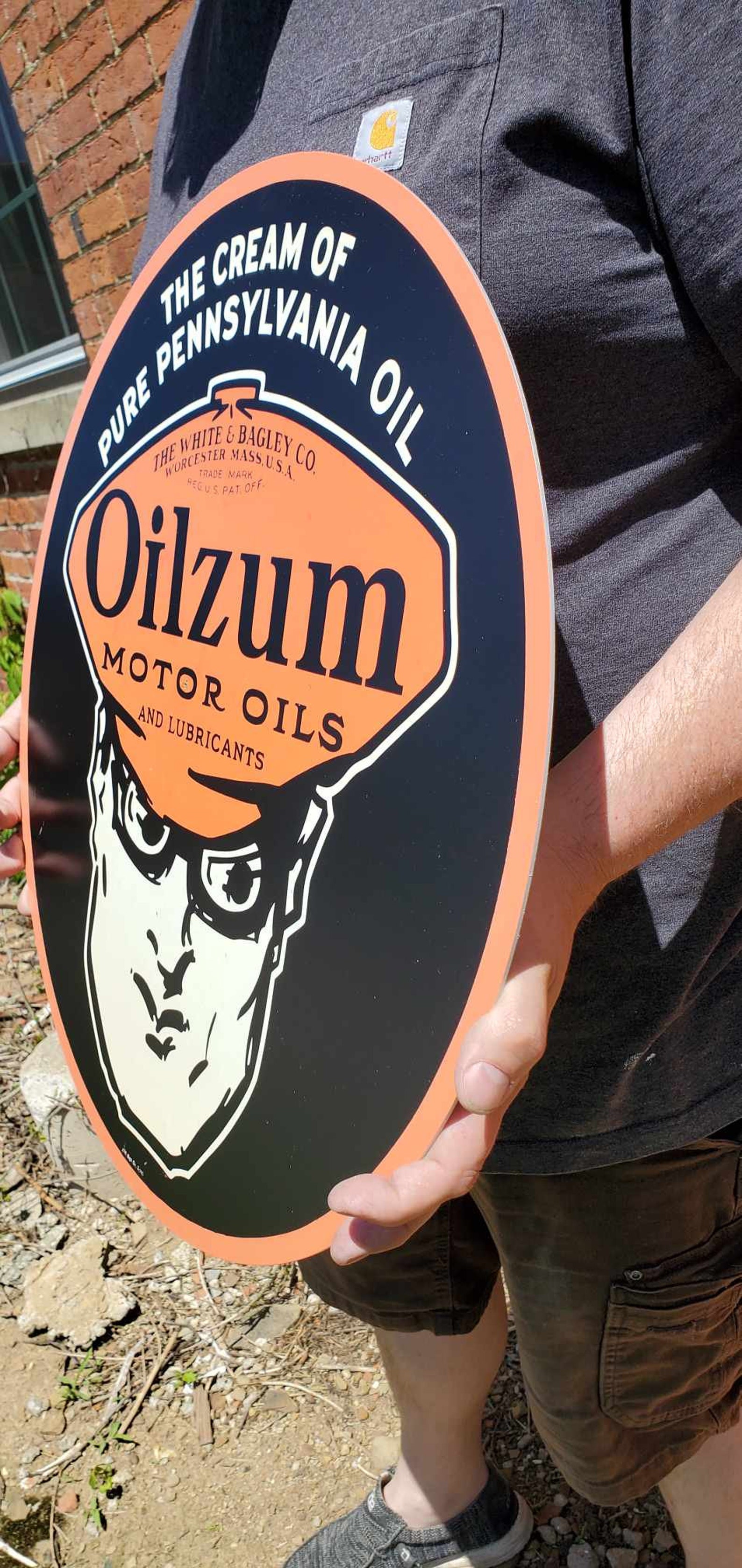 Oilzum Oil Sign: Gas Station Garage Decor, Aluminum Reproduction (24 ...