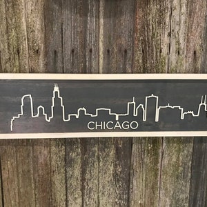 Chicago Silhouette Wall Art City 3D Wood Sign Town Raised | Etsy