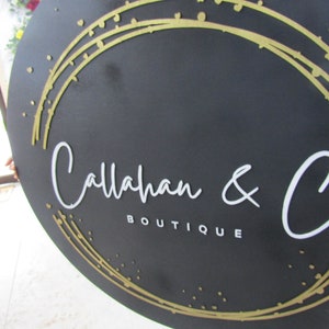 Boutique Custom Sign Gold Bubbles and Co. Round Business Commerical ...