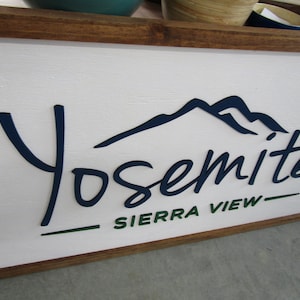 Large Custom Wood Business Sign Mountain Range Yosemite Country Club ...