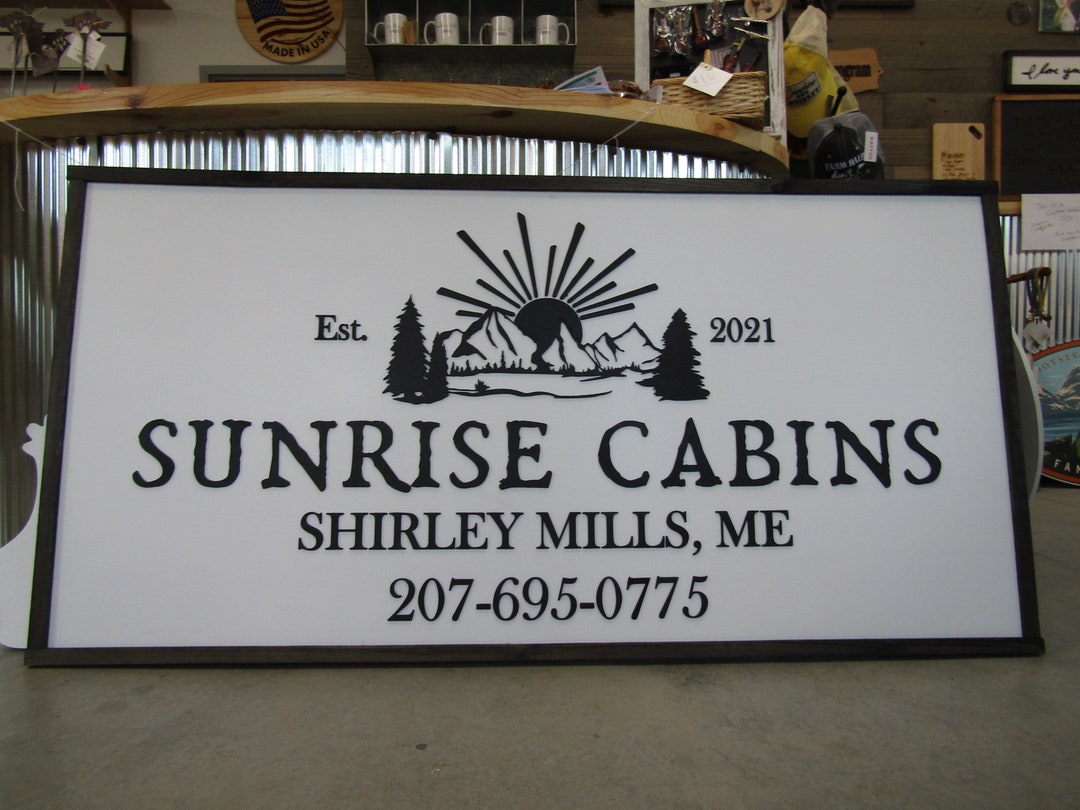 Cabin Rental Sunrise Custom Business Sign Rectangle 3D Large Custom ...