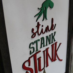 Stink Stank Stunk Sign Raised 3D Wood Mean One Christmas Décor ...