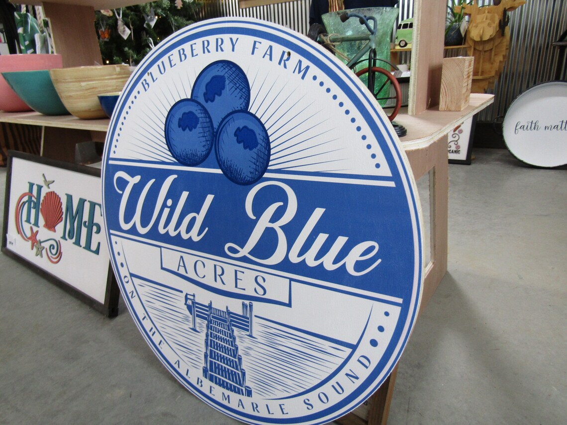 Small Business Sign Logo Blueberry Farm UPICK Acres Commerical - Etsy