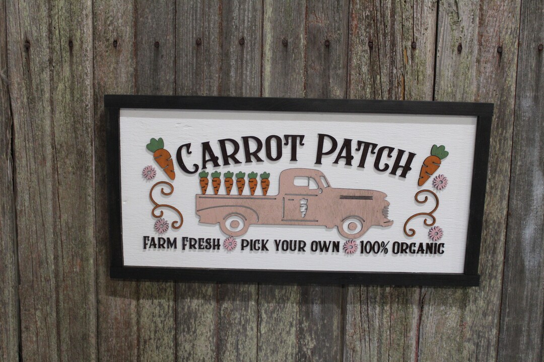 Carrot Patch 3D Wood Sign Vintage Truck Spring Decoration Farm Fresh ...