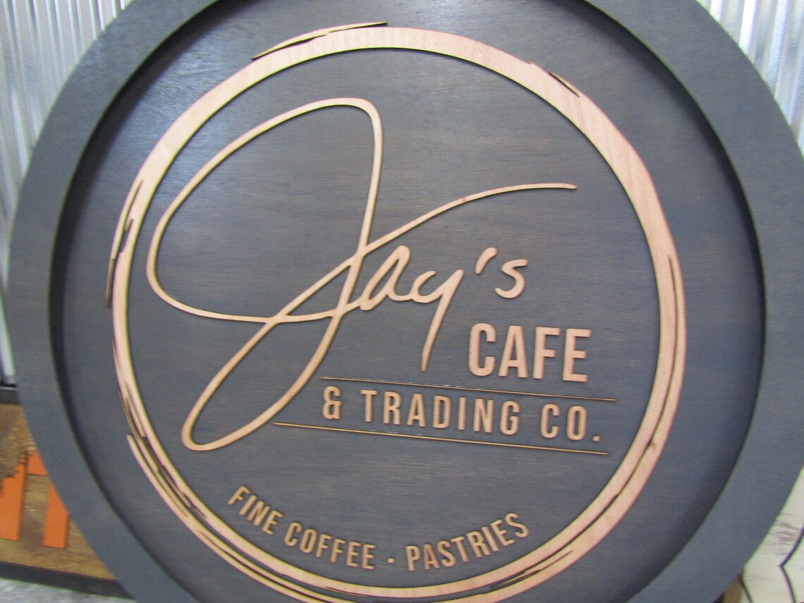 Custom Wooden Cafe Sign Your Logo Commerical Signage Business Store ...