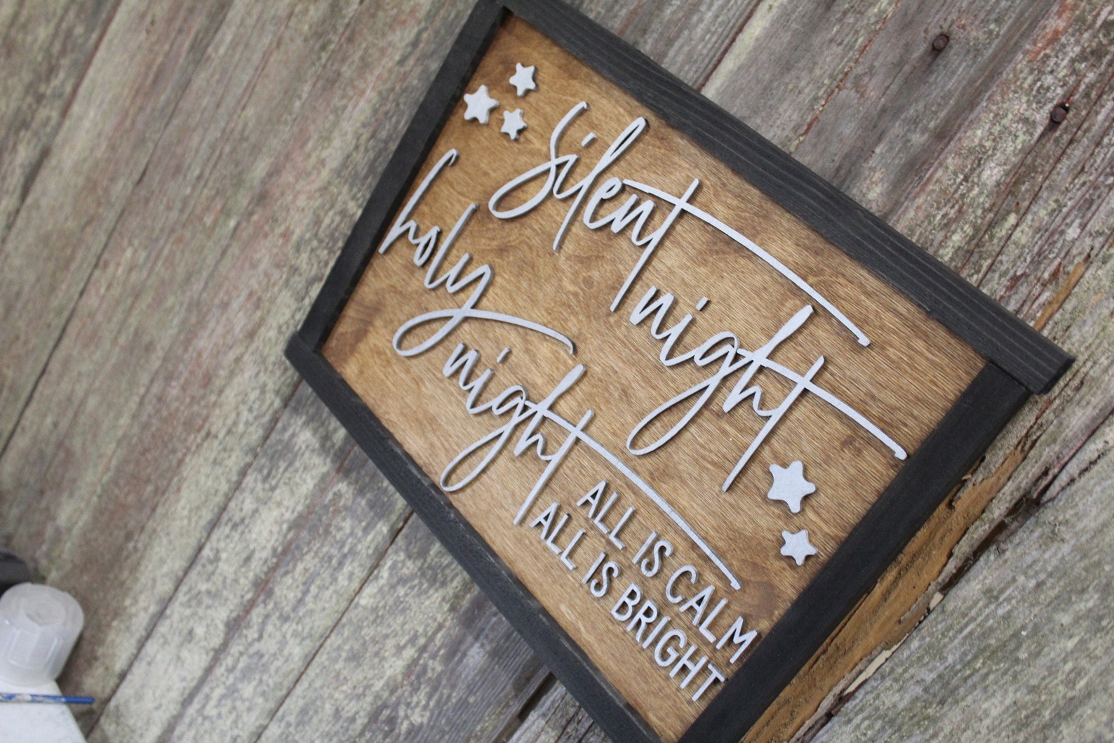 Silent Night Holy Night Wood Sign Barnwood 3D Raised Text | Etsy