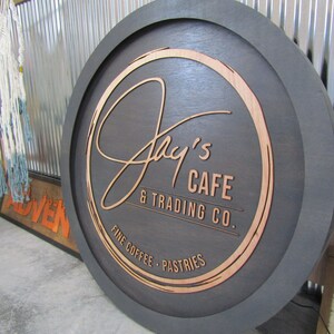 Custom Wooden Cafe Sign Your Logo Commerical Signage Business Store ...