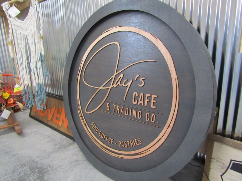 Custom Wooden Cafe Sign Your Logo Commerical Signage Business - Etsy