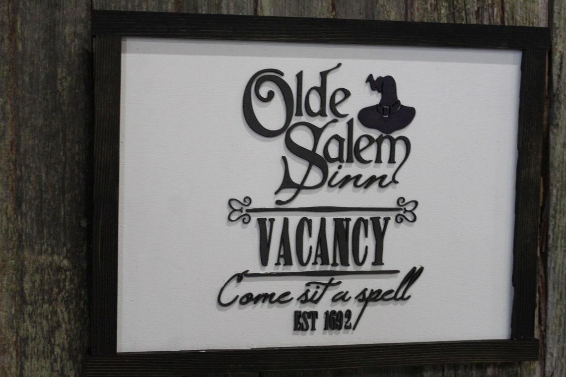 Old Salem Inn Halloween Sign Raised 3D Wood Black Vacancy Come - Etsy