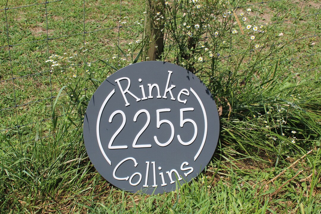 Round Address Sign Custom Minimalist Wall Art Extra Large 3D Raised ...