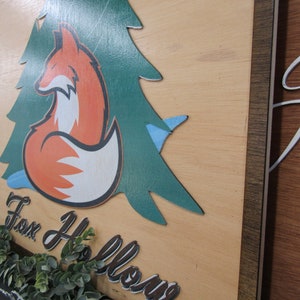Square Custom Commerical Signage Fox Hollow Wooden Sign Forest Theme Uv ...