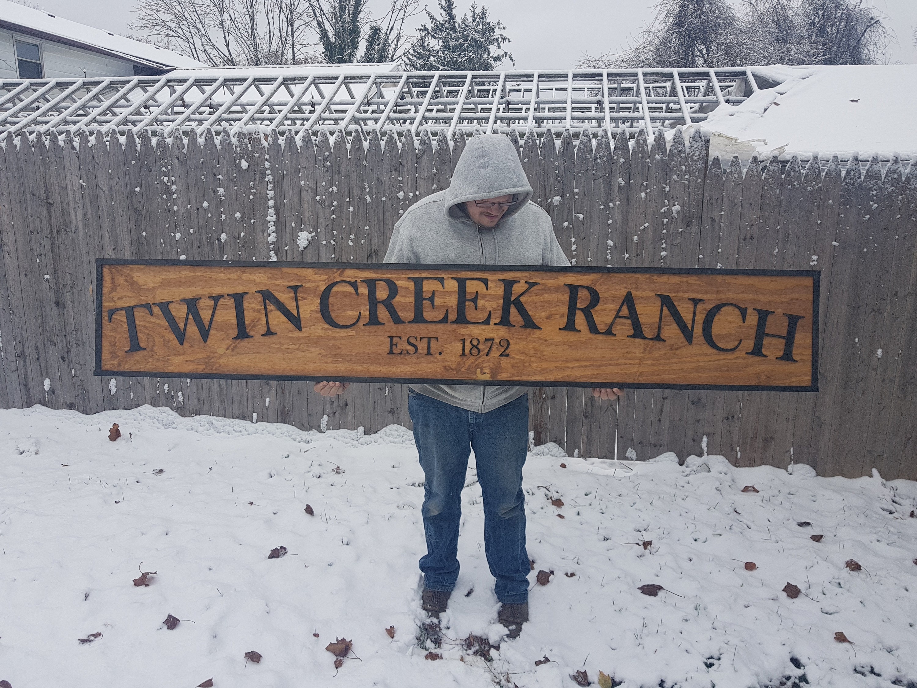 Large Custom Ranch Sign, Over-sized Rustic Business Logo, Wood, Laser ...