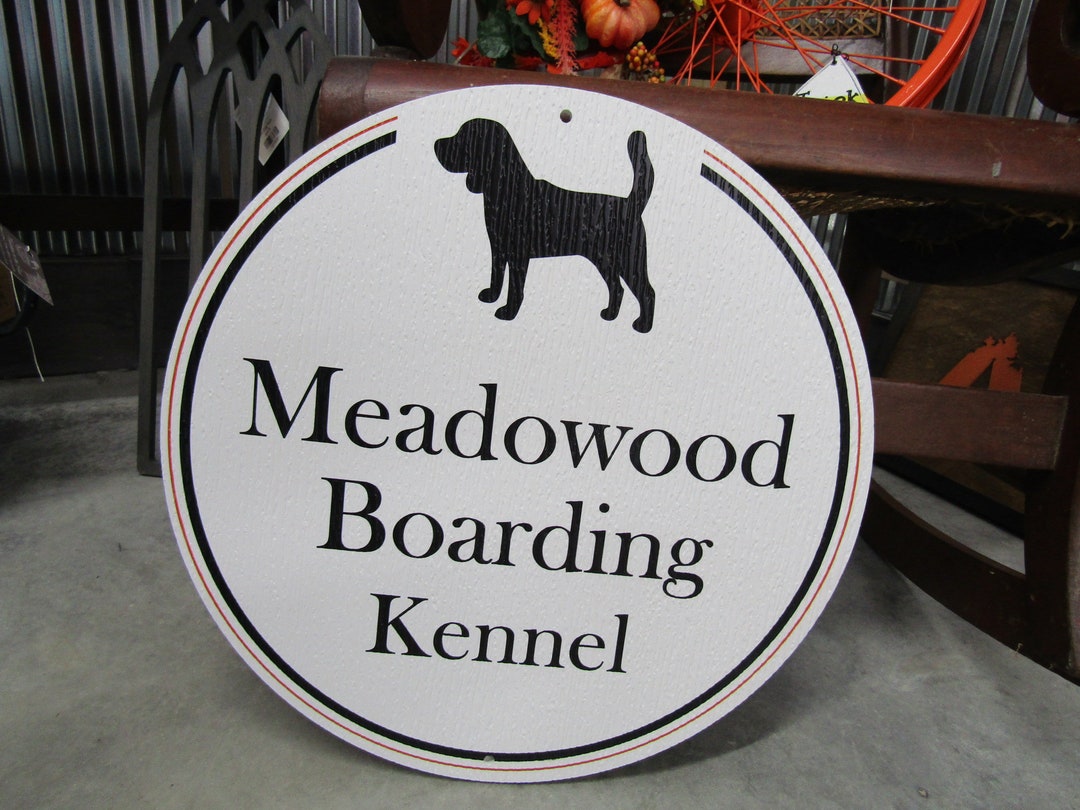 Custom Weatherproof PVC Boarding Kennel Pet Dog Round Logo Ready to ...