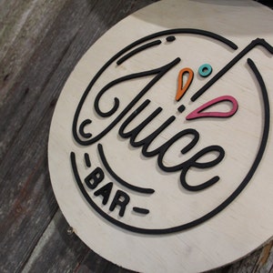 Round Juice Bar Sign Juice Stand 3D Text Large Contemporary Business ...