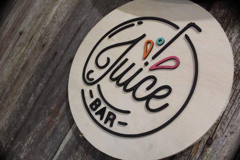 Round Juice Bar Sign Juice Stand 3D Text Large Contemporary - Etsy
